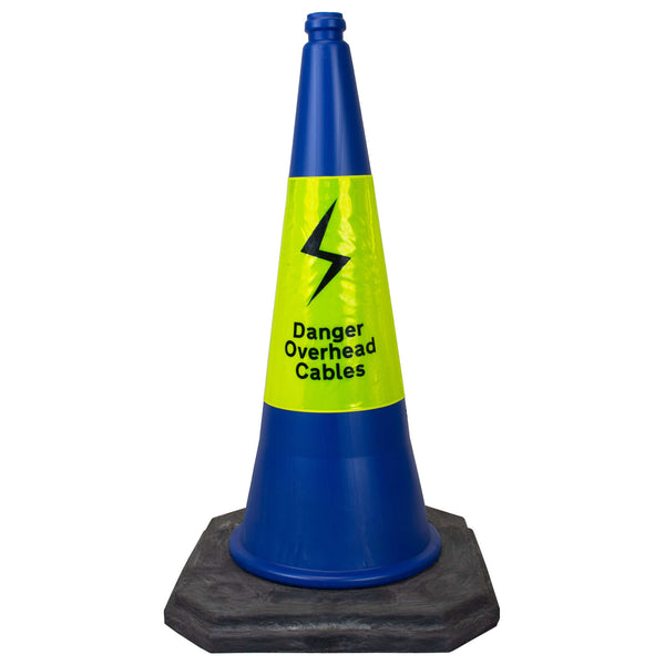 Danger Overhead Cable 750mm 2-Piece Traffic Cone | Coloured Road Cones