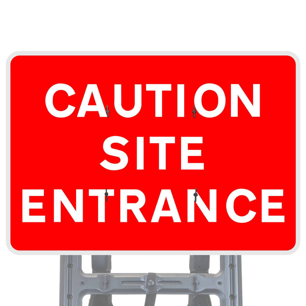 'Caution Site Entrance' Quick-Fit Sign Face 1050x750mm | SSUK
