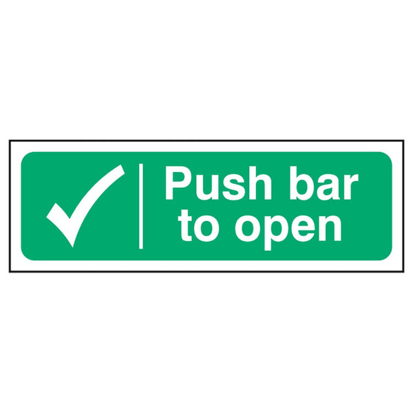 Safe Condition Fire Safety Signs - Push Bar to Open | SSUK