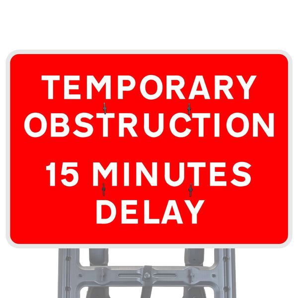 'Temporary Obstruction 15 Minute Delay' Quick-Fit Sign Face | SSUK