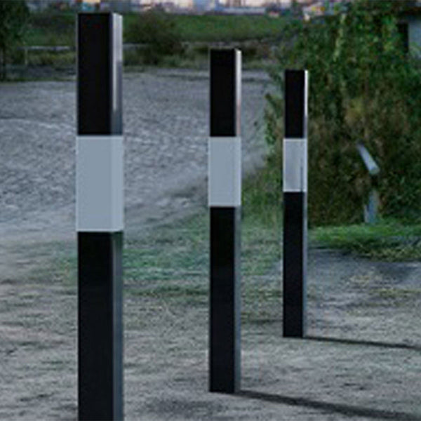 Fixed Square Black & White Safety Bollards | Street Solutions UK