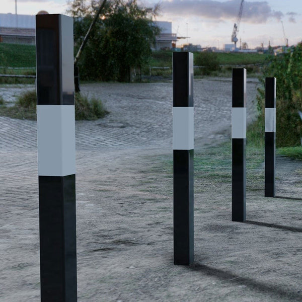 Fixed Square Black & White Safety Bollards | Street Solutions UK