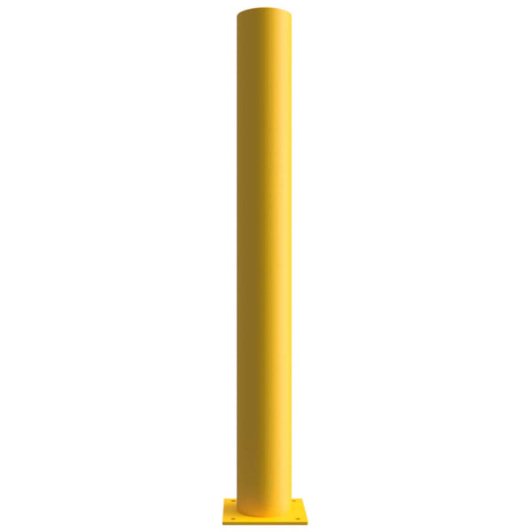 Fixed Plain Round Galvanised Yellow Steel Bollard - 1500mm | SSUK