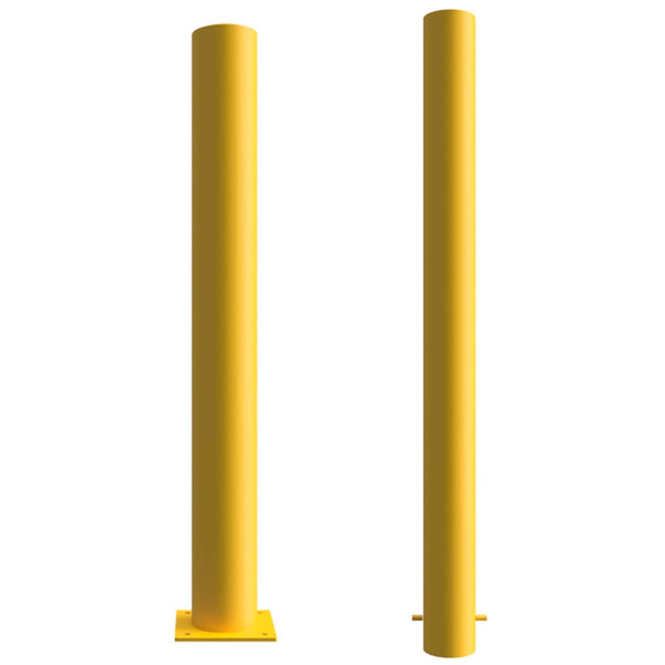 Fixed Plain Round Galvanised Yellow Steel Bollard - 1500mm | SSUK