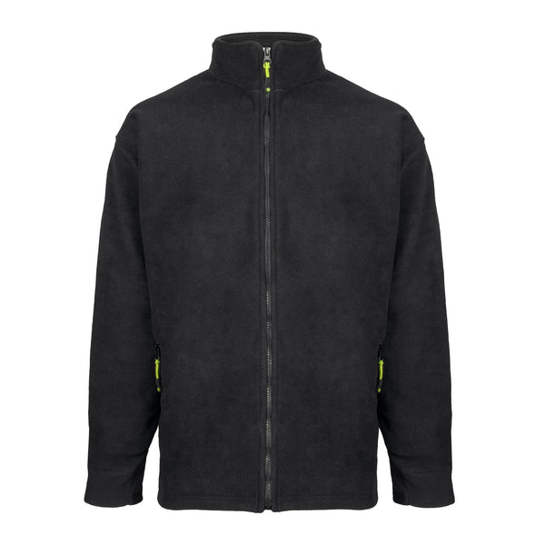 Black Fleece Jacket w/ 280gms Polyester, Chunky Zip | Street Solutions