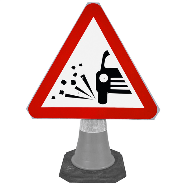 Loose Chippings on Road 750mm Cone Sign 7009 | Road Signs | SSUK