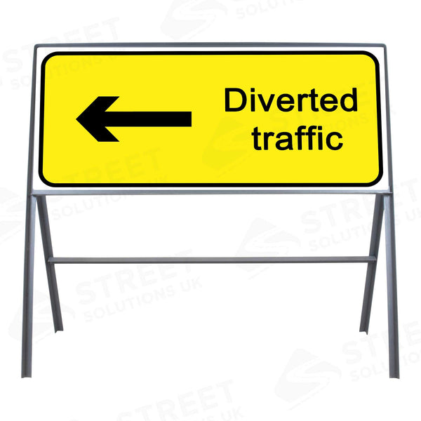 Diverted Traffic Arrow Left Metal Sign Face - 1050 x 450mm | SSUK