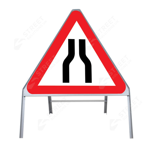 Road Narrows Both Ways Triangle Metal Sign Face 516 | Street Solution
