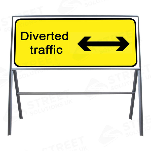 Diverted Traffic Arrow Left/Right Metal Sign Face - 1050 x 450mm