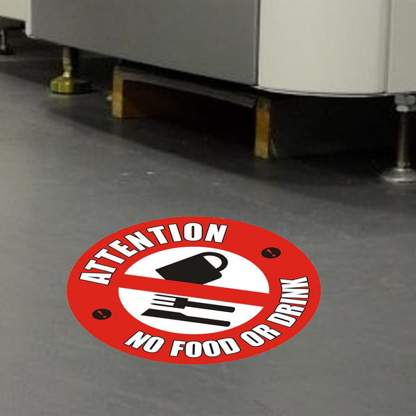 Attention No Food Or Drink - Floor Sign
