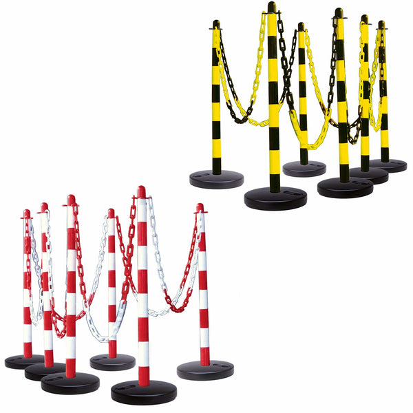 Plastic Post & Chain Barrier Kit - 6 Post Set