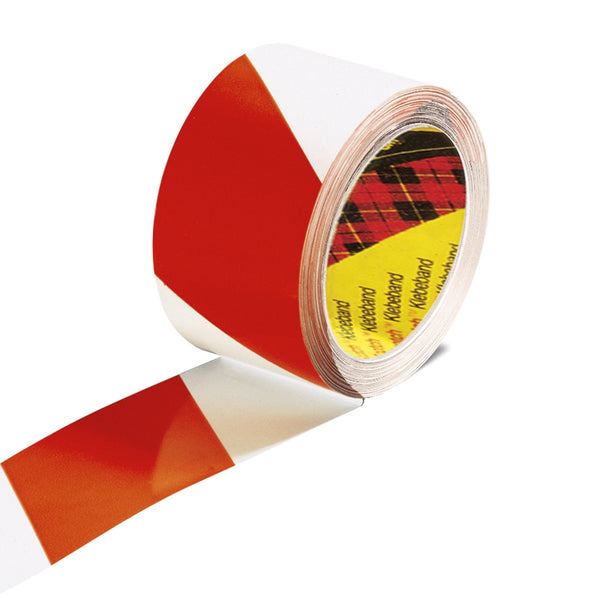 Adhesive Non-Reflective Hazard Warning Tape - Red/White - 66m x 60mm